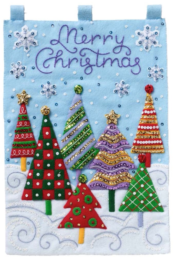 Supermart.com. Bucilla Felt Wall Hanging Applique Kit Modern Christmas ...