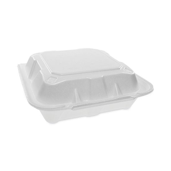 Supermart.com. Pactiv Foam Hinged Lid Containers, White, 8.14 x 8.42, 1-Compartment, 150/Carton