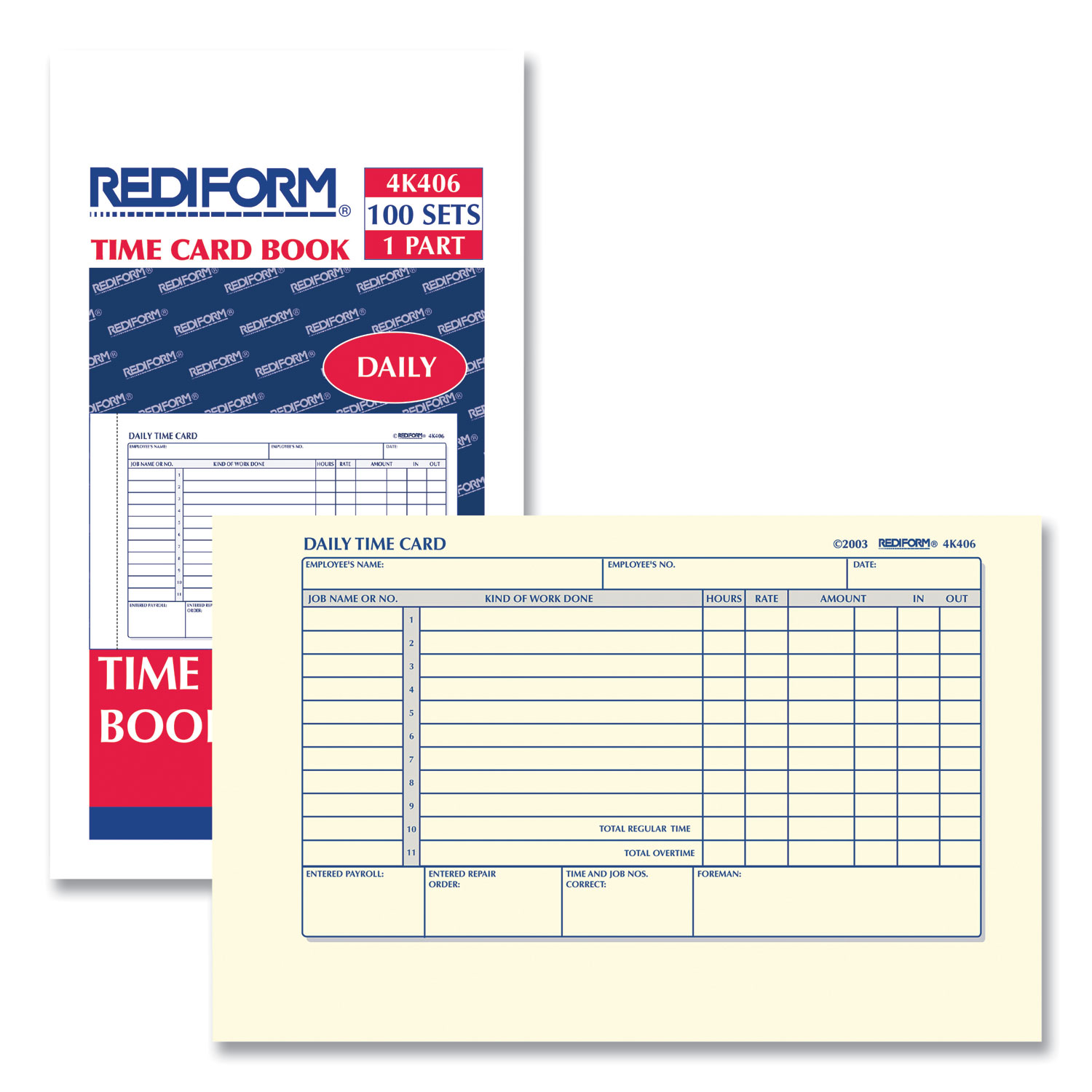 Supermart.com. Rediform® Employee Time Card, Daily, Two-Sided, 4-1/4 x ...